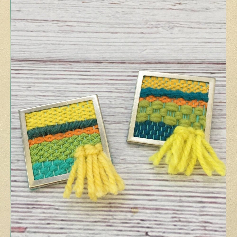 Weaving a Pin DIY Tutorial PDF Jewelry Making Fiber Arts Weave a Brooch ...