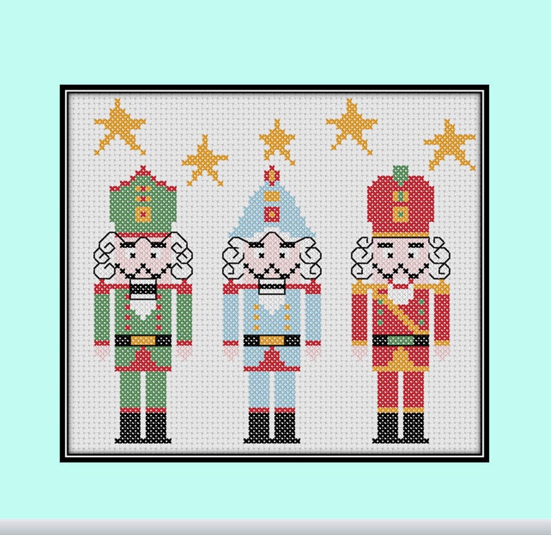 Counted Cross Stitch Embroidery Pattern Design PDF - 3 Nutcrackers ...
