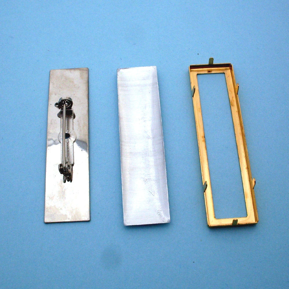 Gold Plated Rectangular Pin Setting Frame Mounting 103G | Etsy