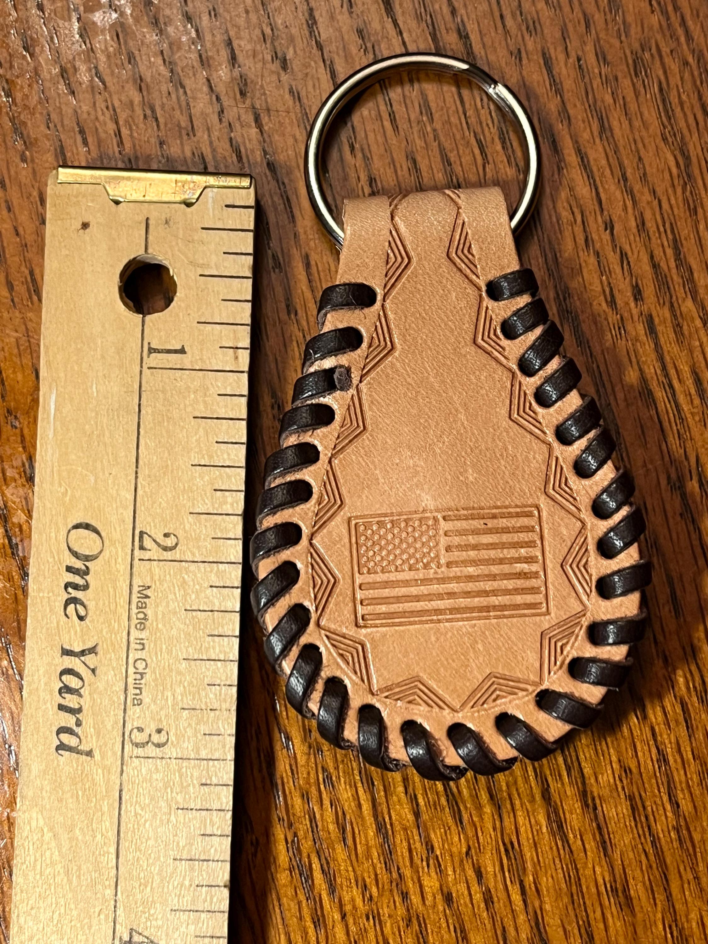US Army Concho Leather Laced Keychain - Etsy