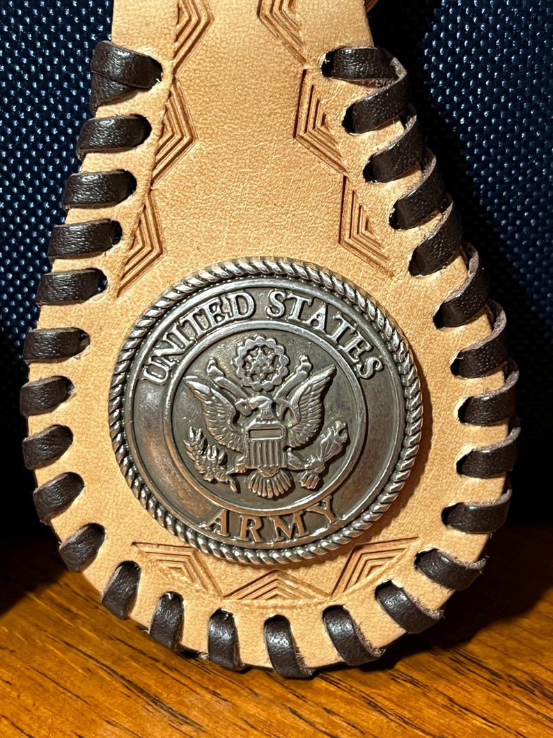 US Army Concho Leather Laced Keychain - Etsy