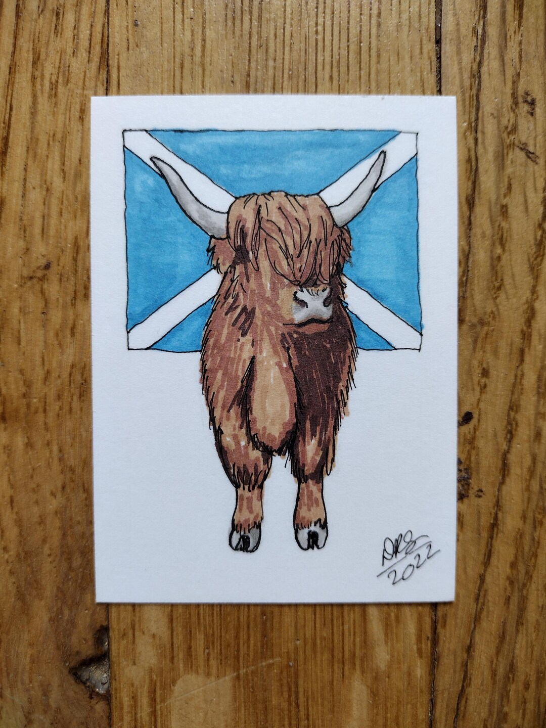 Highland Cow and Saltire Art Card ACEO - Etsy
