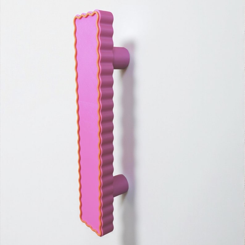 Retro Wavy Pink & Orange Scalloped Drawer Pull Cabinet Handle (96mm ...