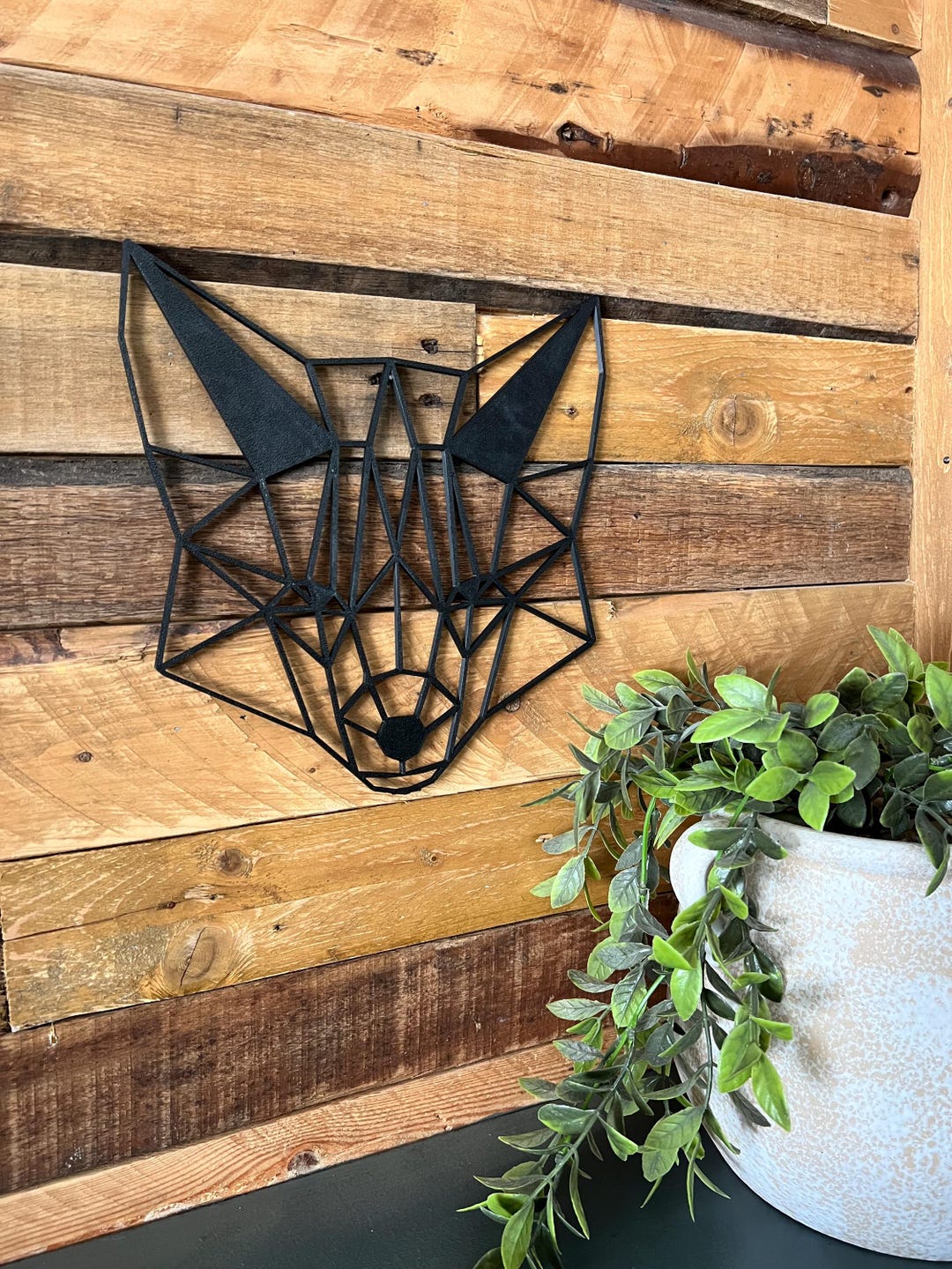 Geometric Fox Wall Art – 3D Printed Black Woodland Animal – Modern Fox ...