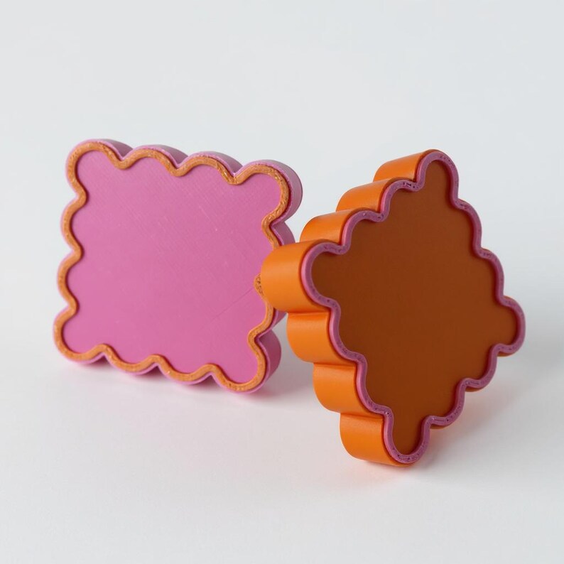 Retro Wavy Drawer Pulls: 3D Printed Pink & Orange Cabinet Knobs - Etsy
