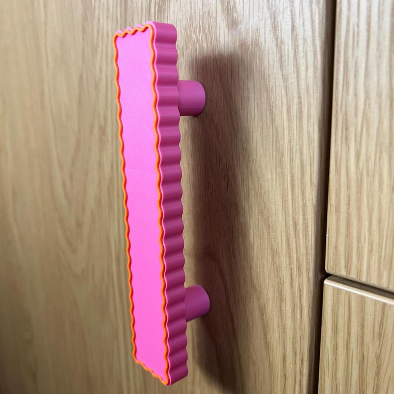 Retro Wavy Pink & Orange Scalloped Drawer Pull Cabinet Handle (96mm ...