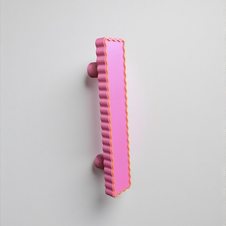 Retro Wavy Pink & Orange Scalloped Drawer Pull Cabinet Handle (96mm ...