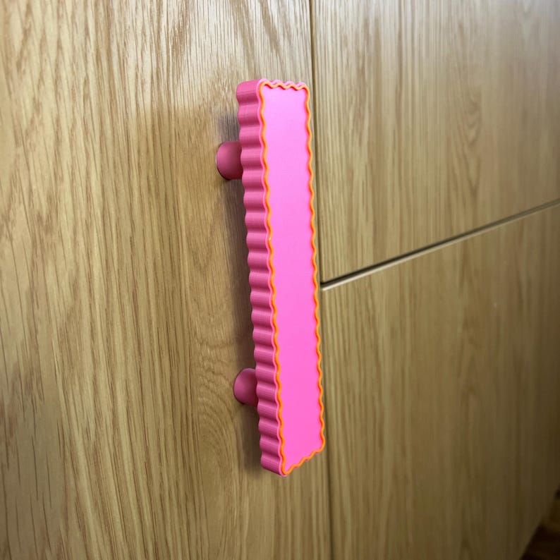 Retro Wavy Pink & Orange Scalloped Drawer Pull Cabinet Handle (96mm ...