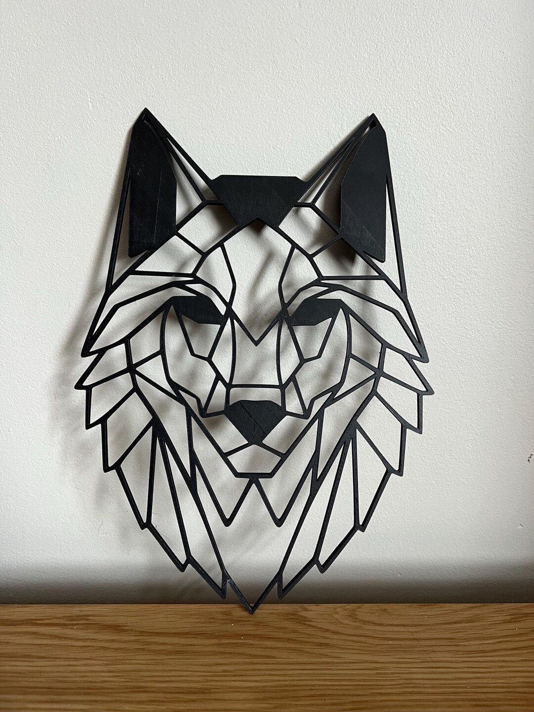 Geometric Wolf Wall Art – 3D Printed Black Wolf Head – Modern Animal ...