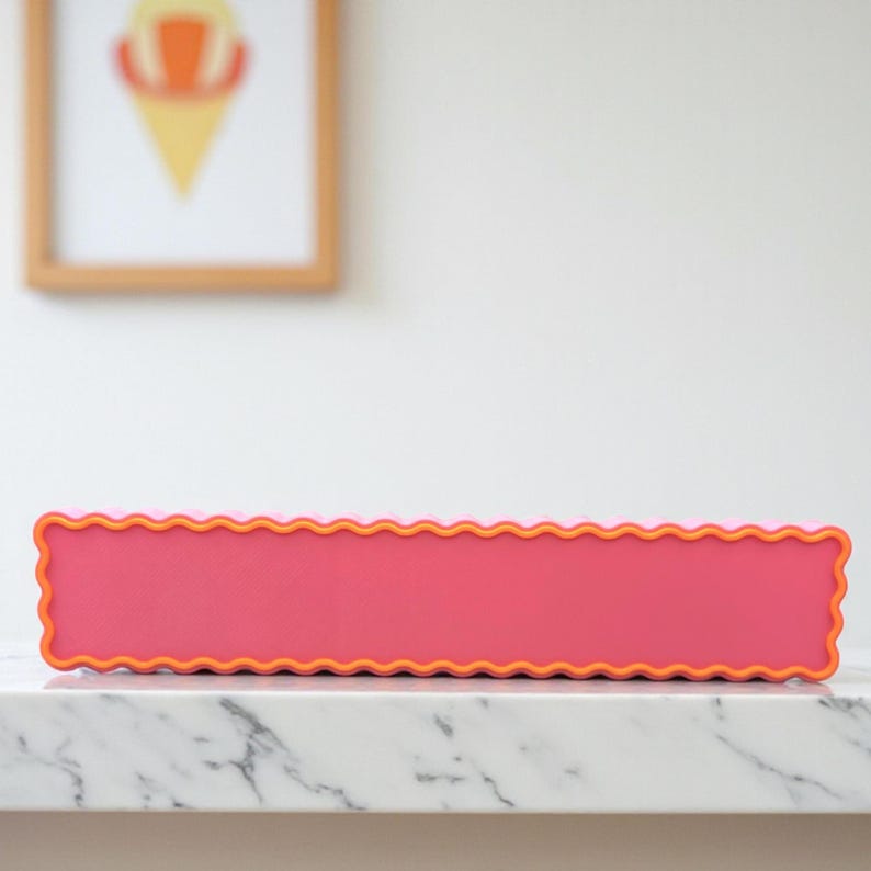 Retro Wavy Pink & Orange Scalloped Drawer Pull Cabinet Handle (96mm ...