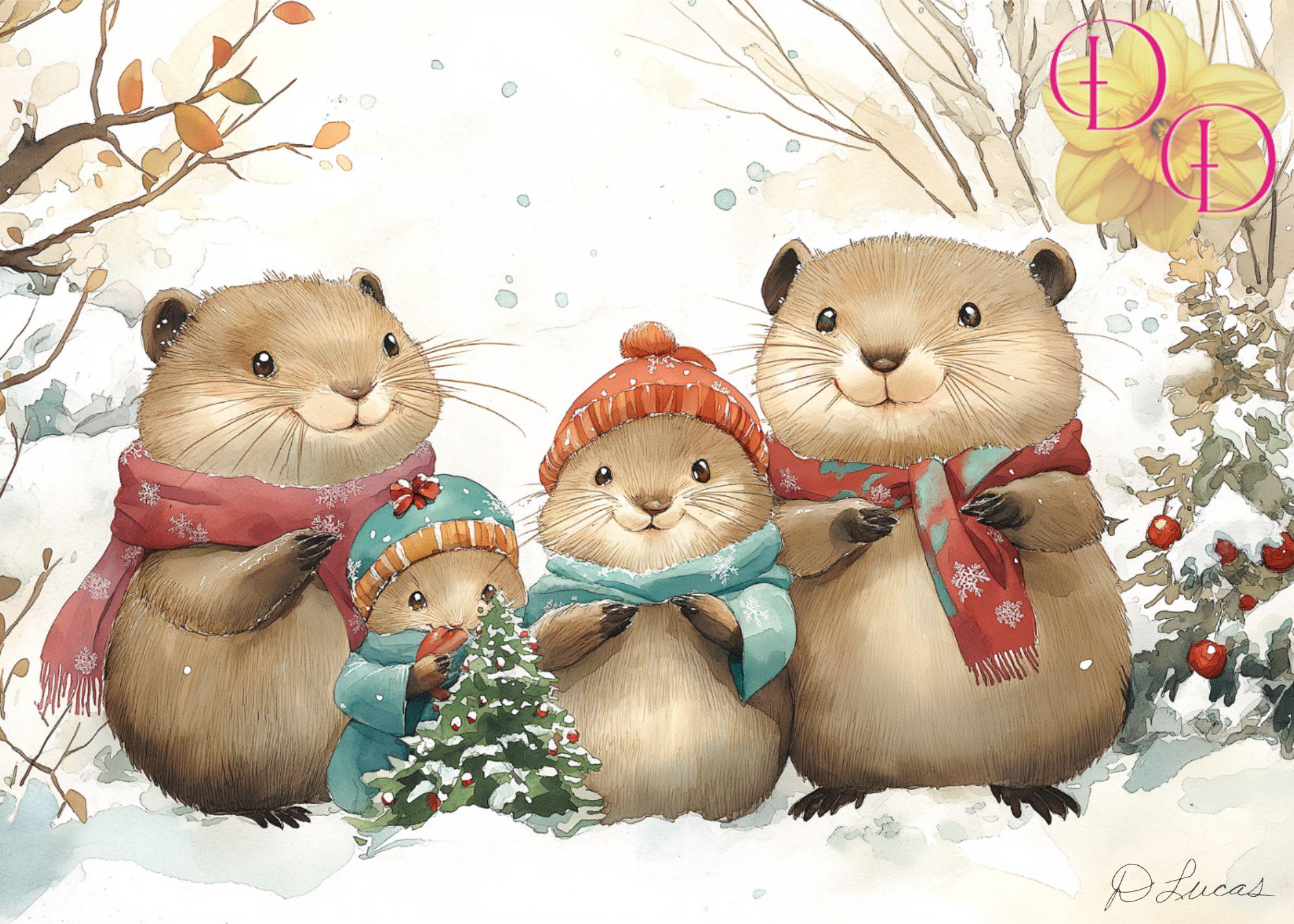 Whimsical Winter Woodland Animal Card Set Wall Art 10 Printable Digital ...