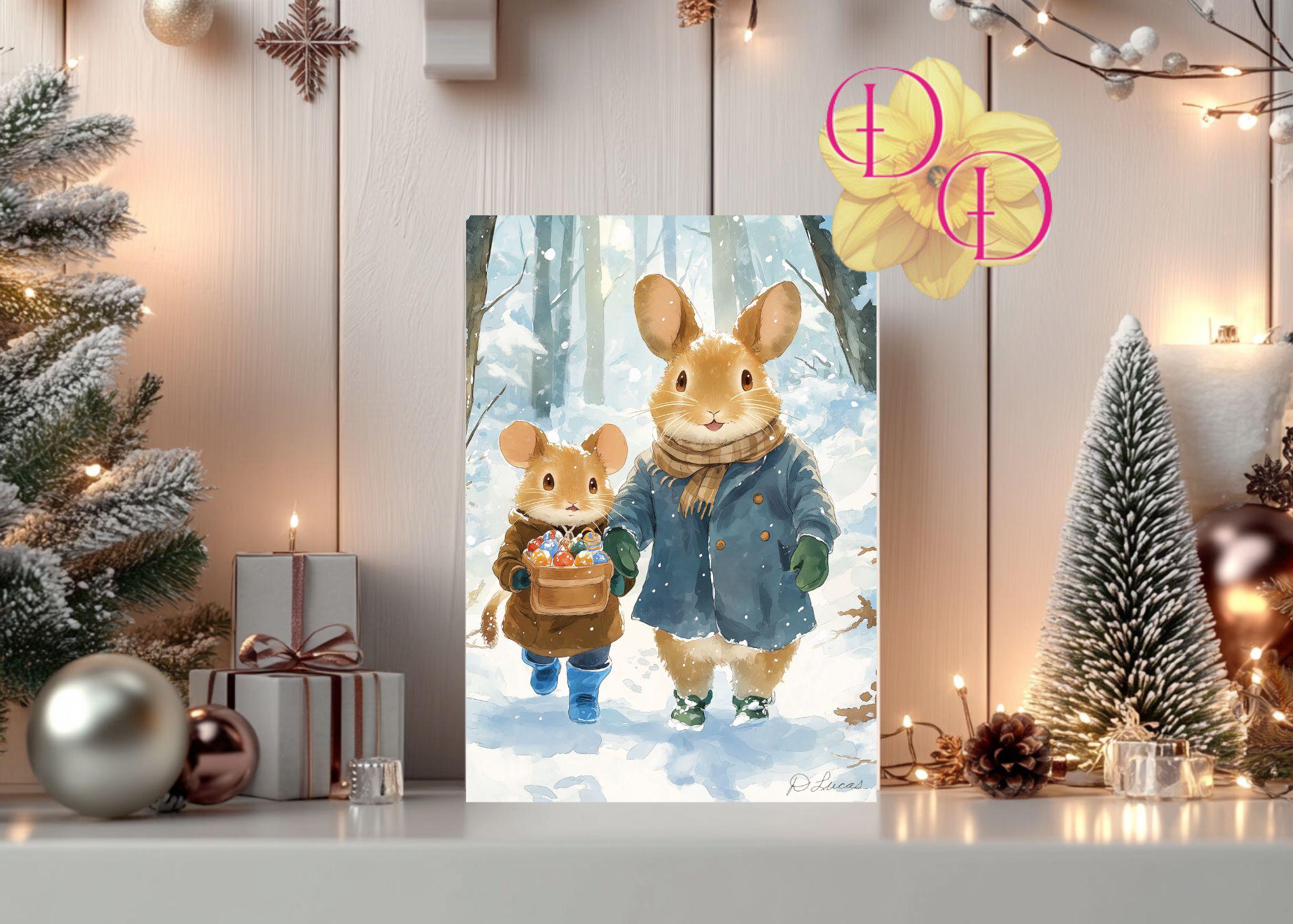 Whimsical Winter Woodland Animal Card Set Wall Art 10 Printable Digital ...