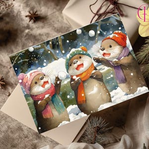 Whimsical Winter Woodland Animal Card Set Wall Art 10 Printable Digital ...