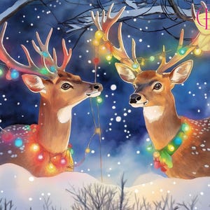 Whimsical Winter Woodland Animal Card Set Wall Art 10 Printable Digital ...