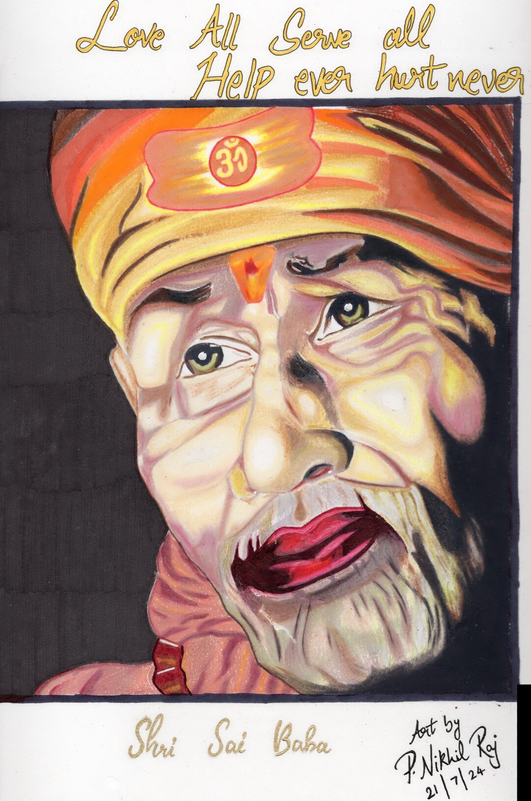 Shri Shirdi Sai Baba Handmade Artwork on Paper. Handmade, Inspirational ...