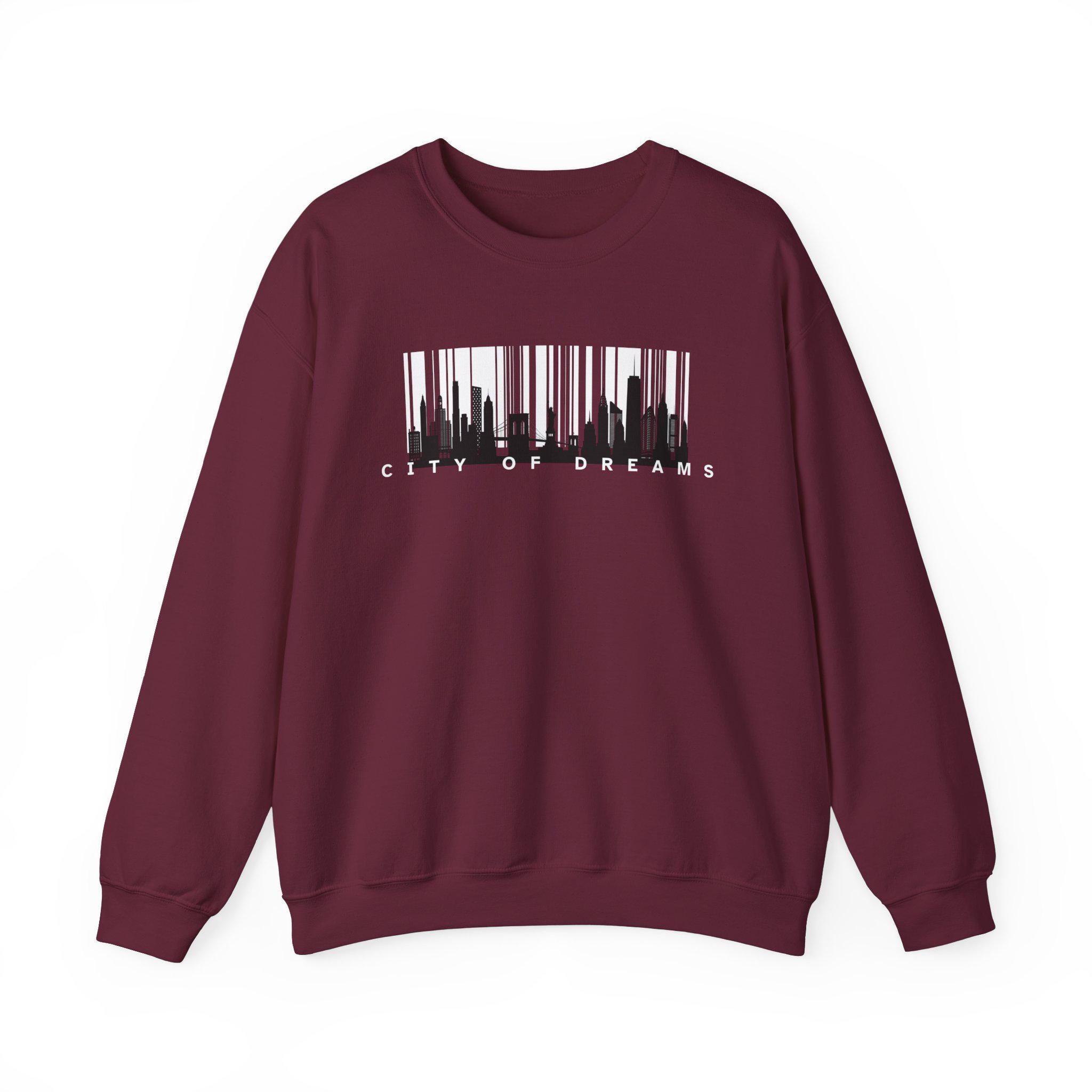 City of Dreams Sweatshirt | NYC Skyline Barcode Design | Urban Style ...