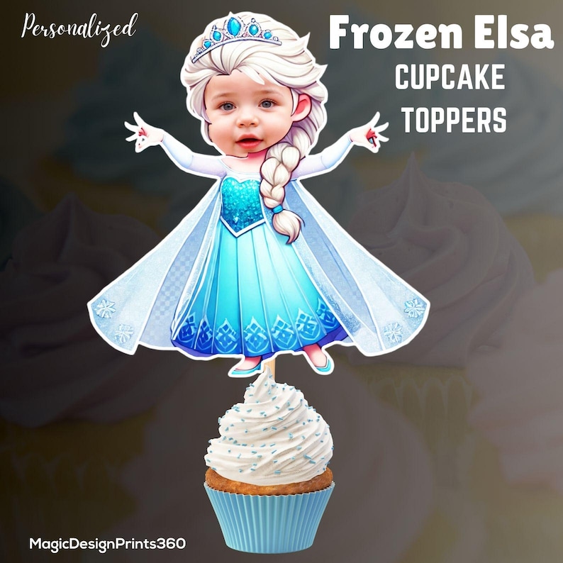 Frozen Elsa Personalized Face Cupcake Toppers |elsa and Anna Birthday ...
