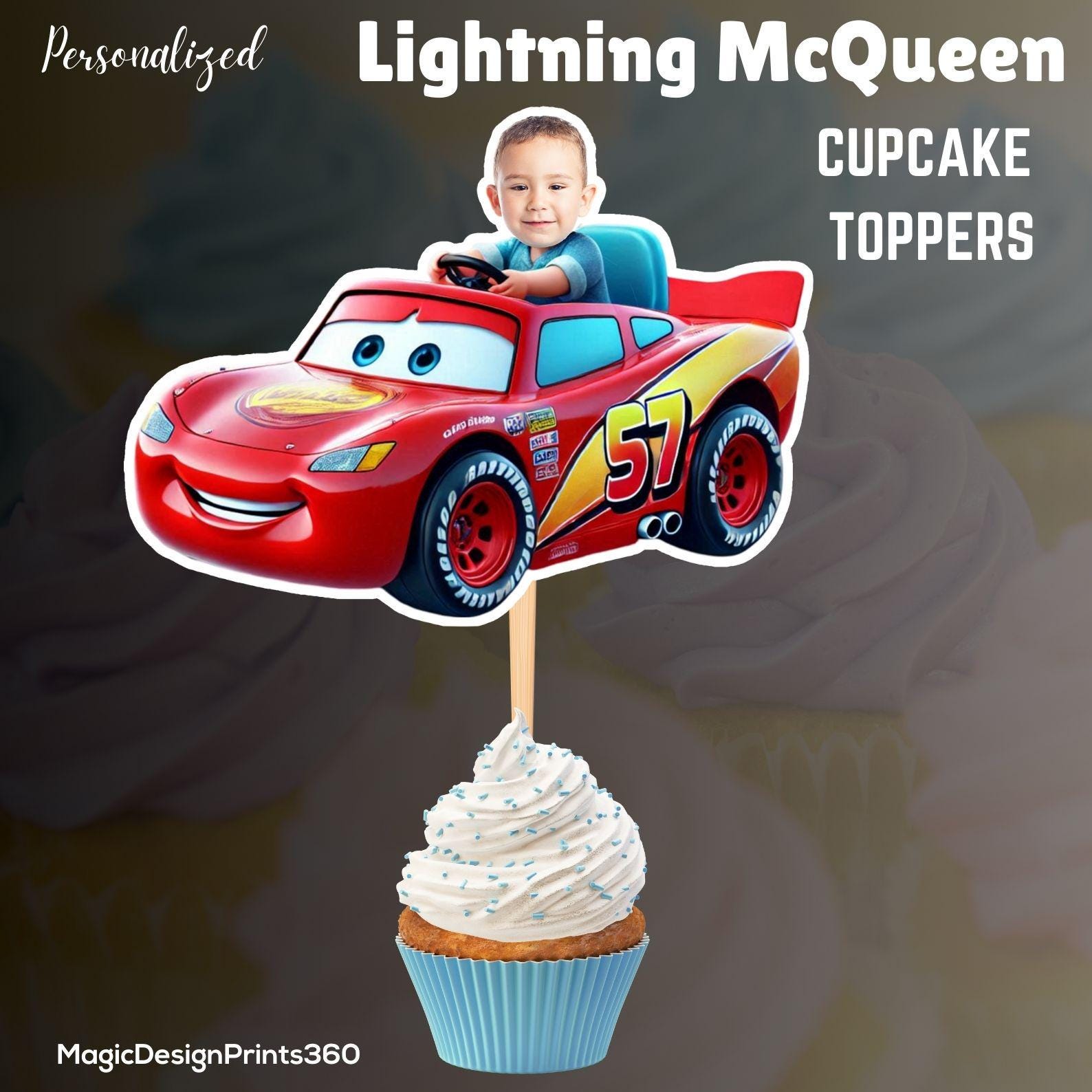 Lightning Mcqueen Face Cupcake