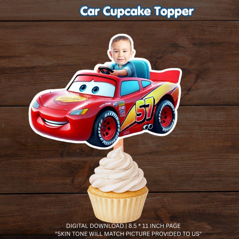Lightning Mcqueen Cupcake Toppers | Personalized Party Decor | Custom ...
