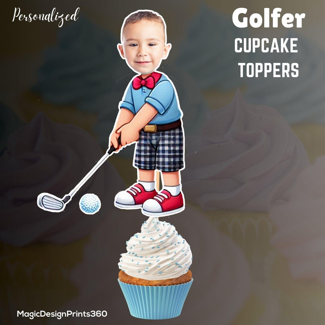 Golf Cupcake Toppers | Golf Cake Toppers | Golf Face Cupcake Toppers ...