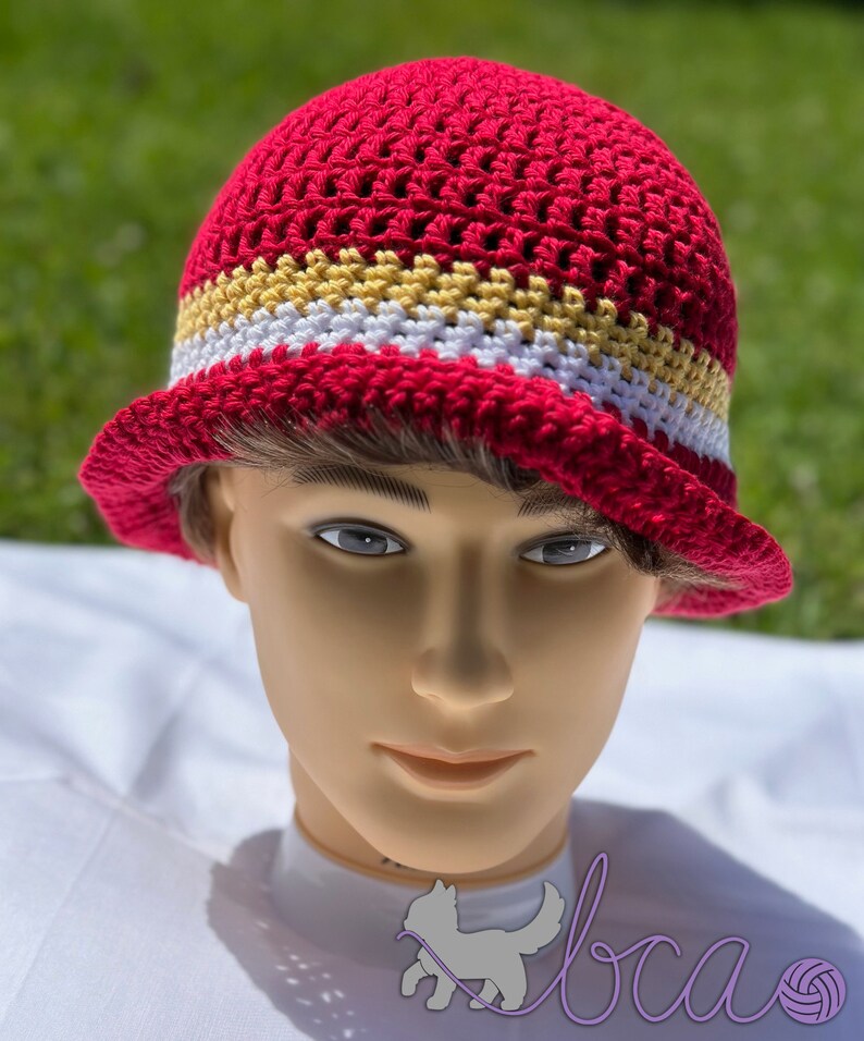 KC Chiefs Inspired Bucket Hat/child, Adult Crochet Hat/red Gold White ...