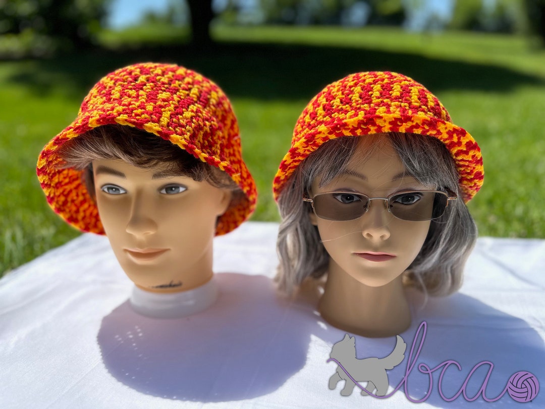KC Chiefs Inspired Bucket Hat/child, Adult Crochet Hat/red Gold Hat/kc ...