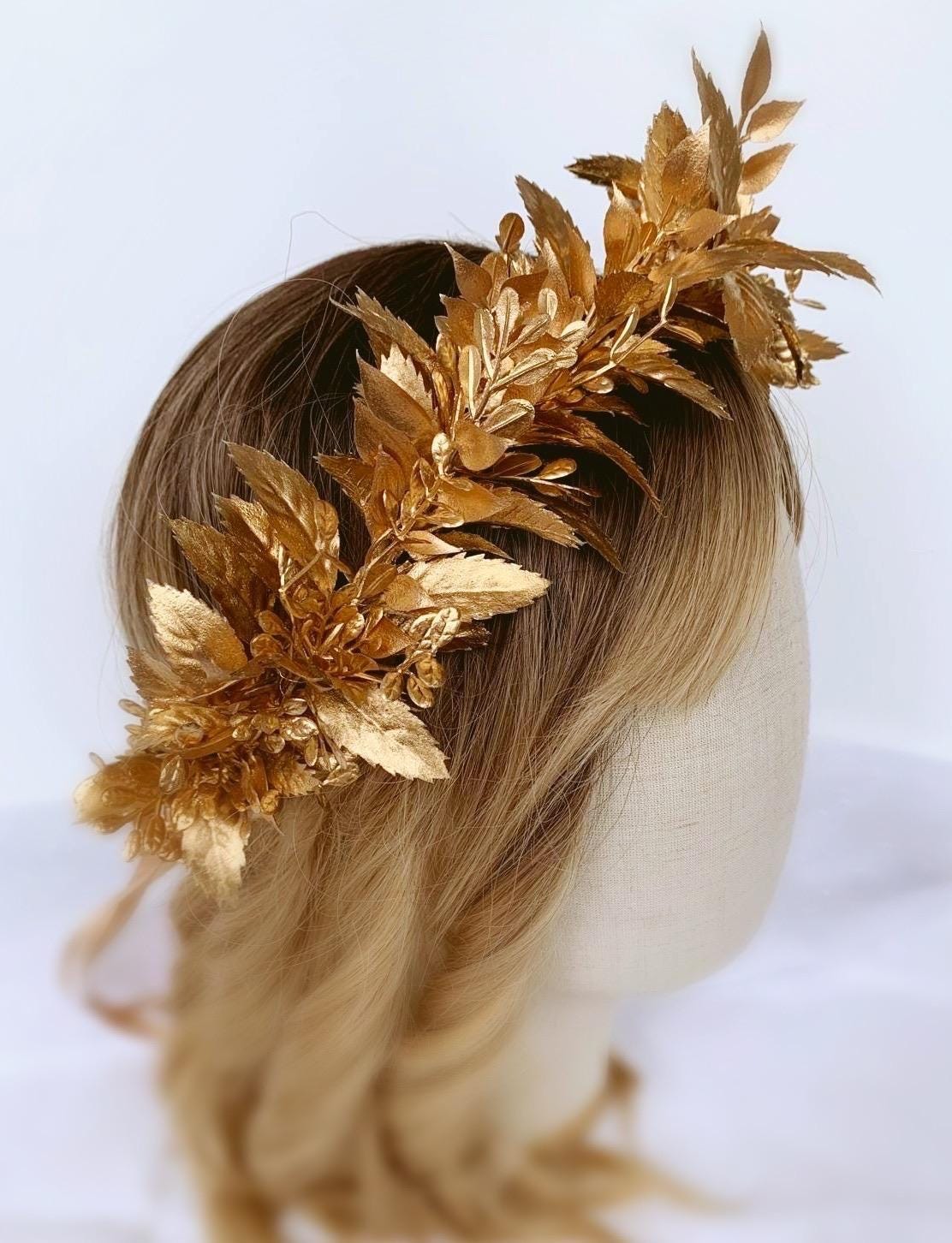 Greek God Goddess Crown, Men's Wedding Gold Leaf Headpiece, Toga ...