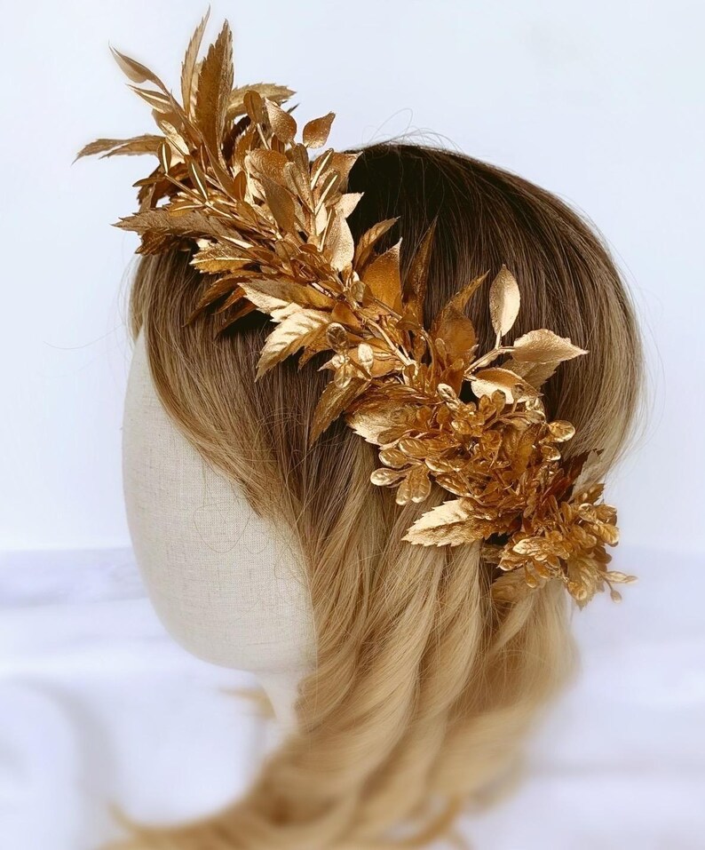 Greek God Goddess Crown, Men's Wedding Gold Leaf Headpiece, Toga ...