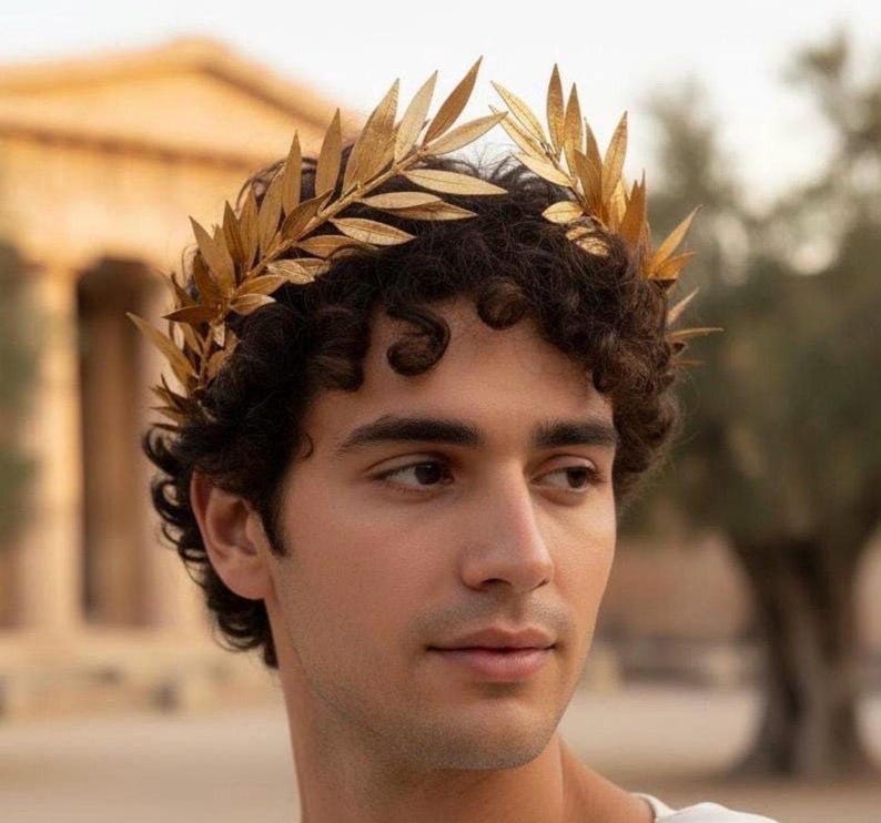Greek God Crown, Goddess, Men's Wedding Gold Leaf Headband, Toga ...