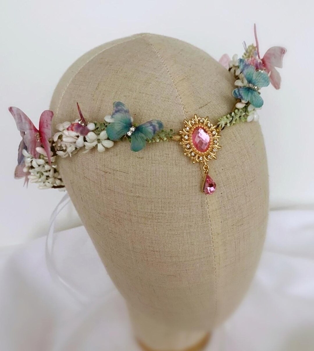 Butterfly Elven Crown, Butterfly Elf Tiara, Blue and Pink Butterfly ...