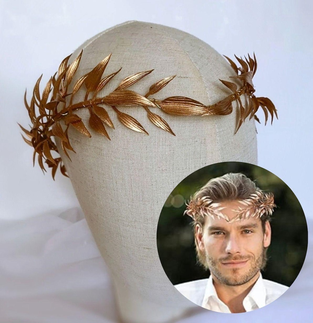 Greek God Crown, Goddess, Men's Wedding Gold Leaf Headband, Toga ...