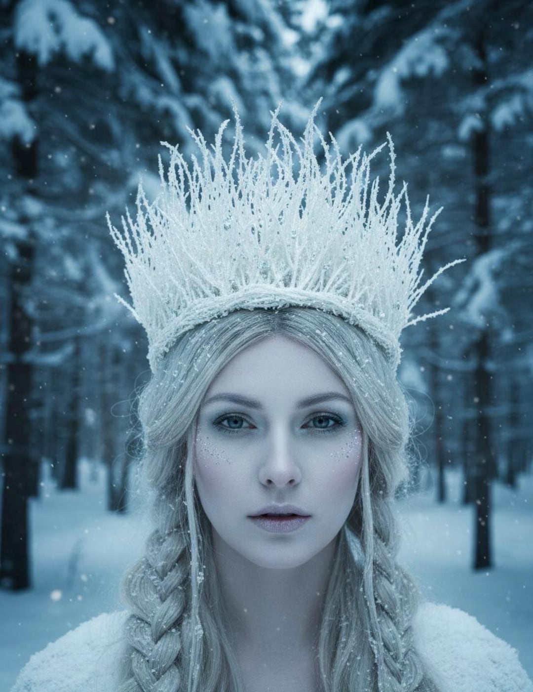White Winter Tiara – Frosted Twig Crown Headband for Ice Queen Bride ...