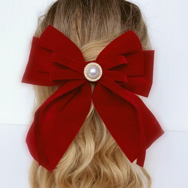 Big Red Hair Bow - Etsy