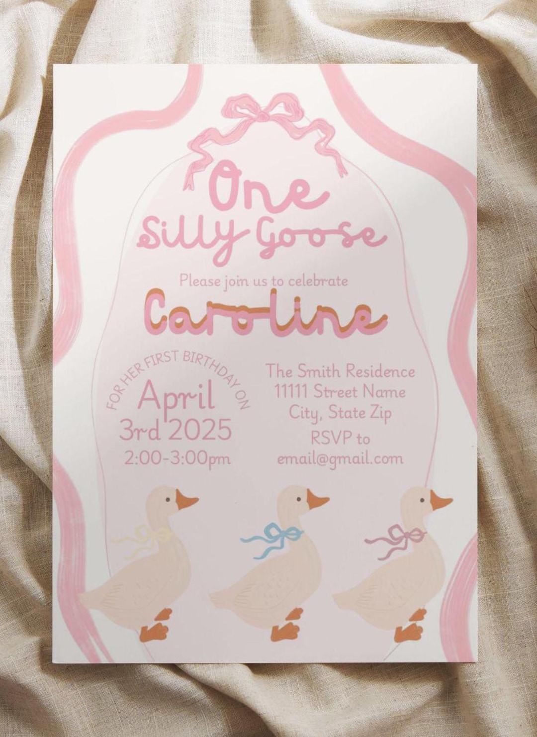 One Silly Goose Invitation Template Canva Editable - Etsy
