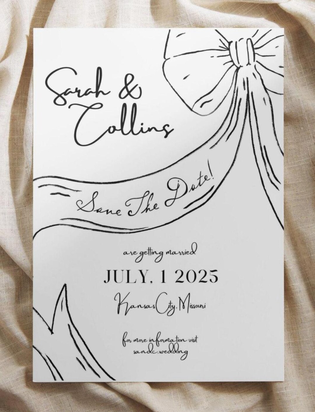 Bow Save the Date Editable Download - Etsy