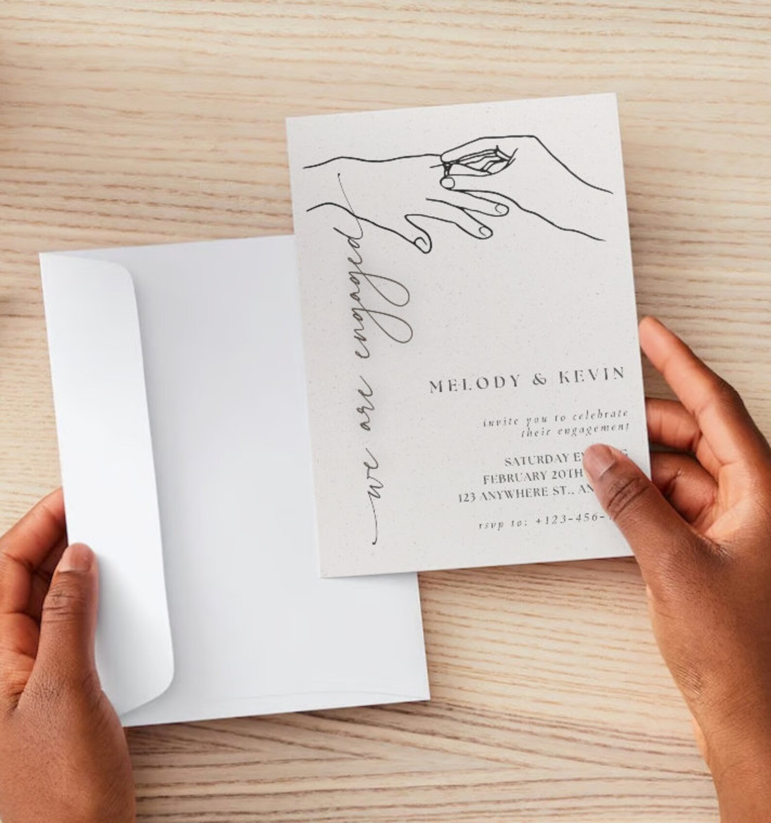 EDITABLE Engagement Party Invitation and Thank You Card, Minimalist ...