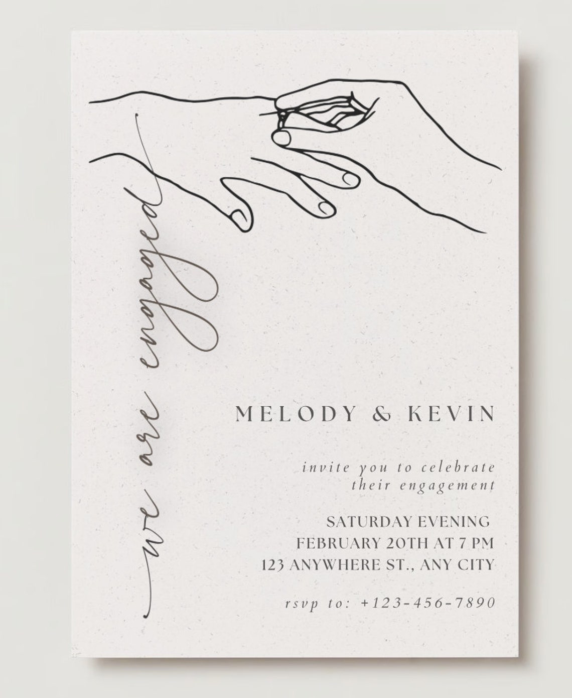 EDITABLE Engagement Party Invitation and Thank You Card, Minimalist ...