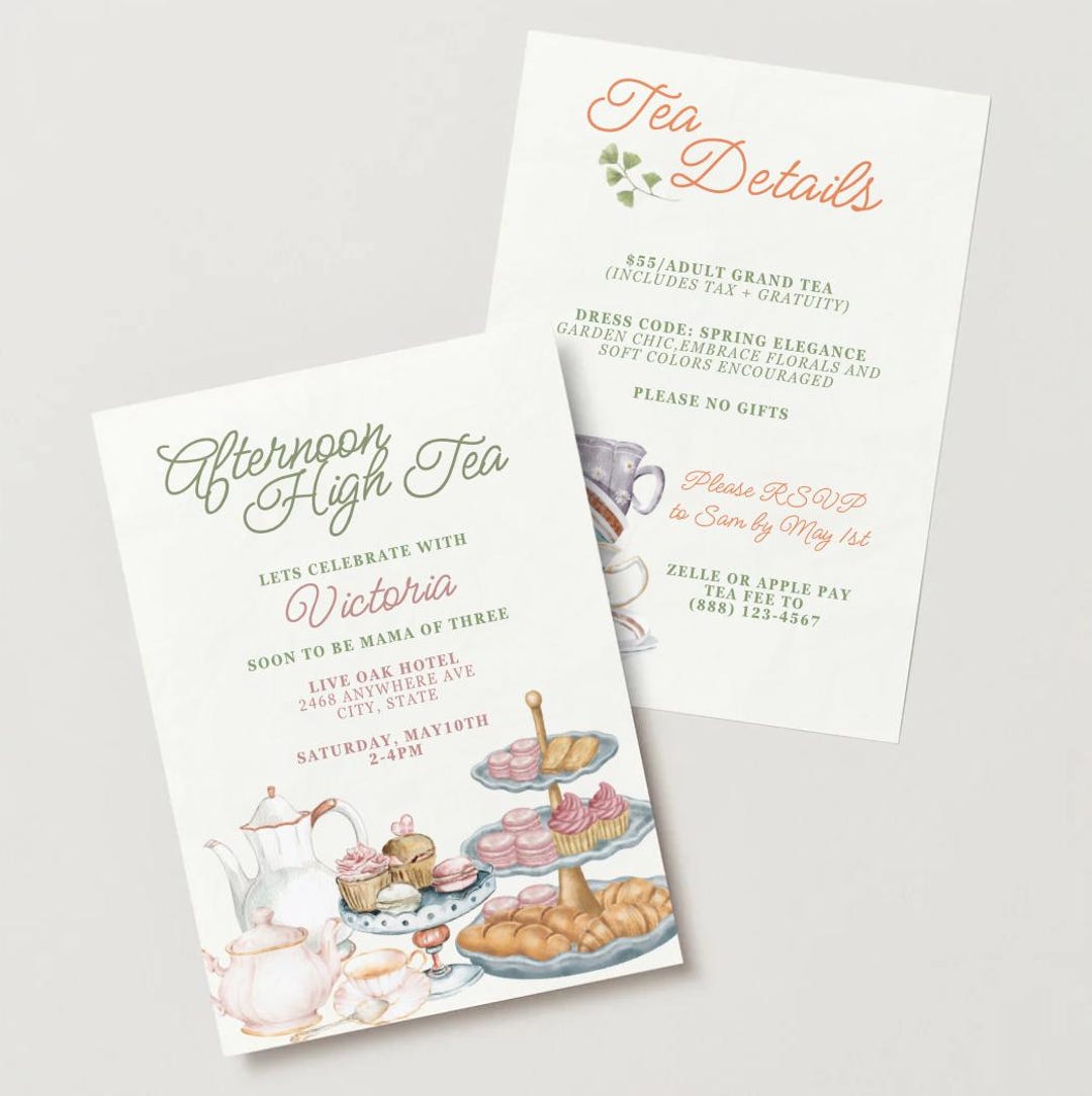 EDITABLE Afternoon Tea Party Invitation, High Tea Invite - Etsy