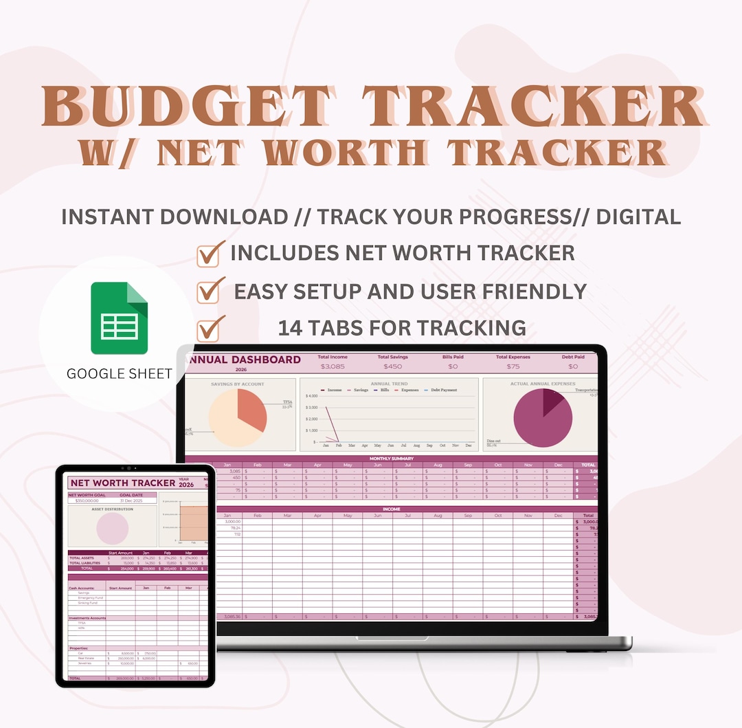 Google Sheets Budget Template | Monthly Budget Tracker | Annual Summary ...