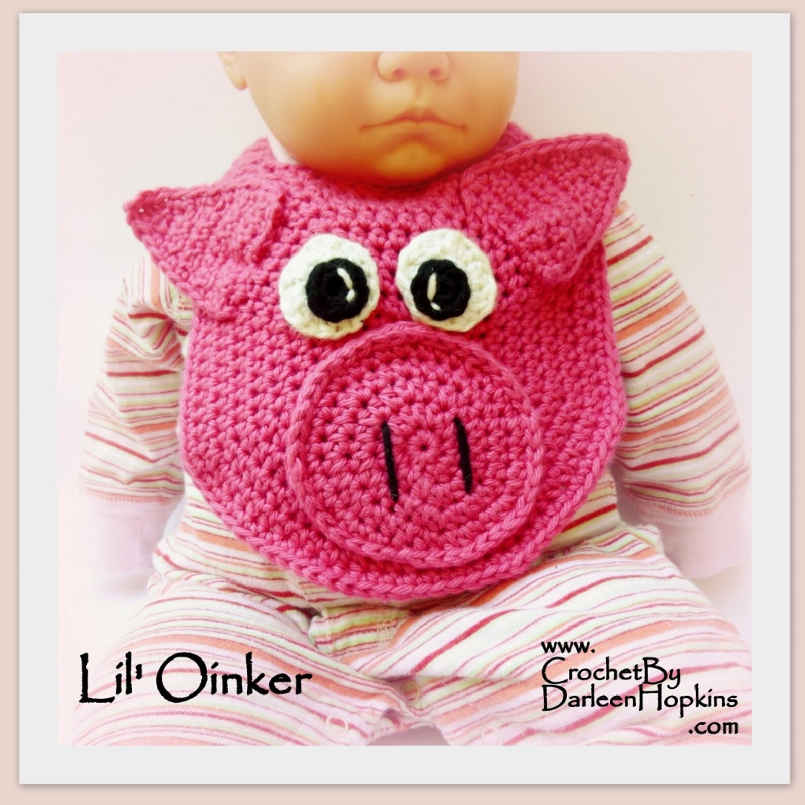Crochet Pattern Lil' Oinker Pig Baby Bib Drool Spit Burp - Etsy