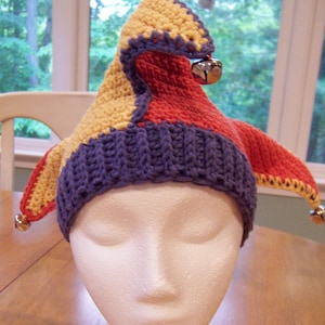 Crochet Pattern Jester Hat With Knit Look Ribbing Silly Elf, Joker, Fool Adult Child Teen ...