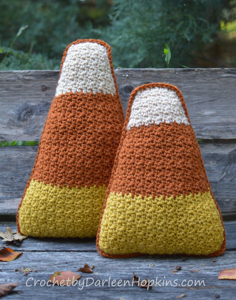 Crochet Pattern, Candy Corn Pillow - Fun Decorating for Halloween ...