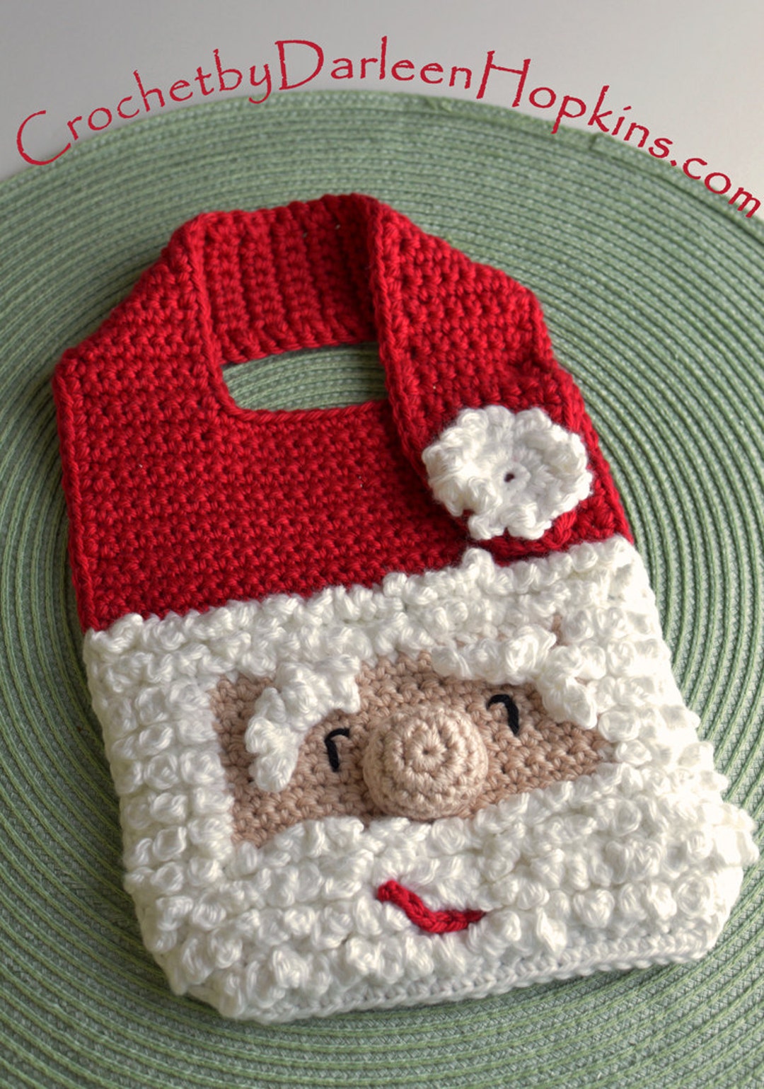 Crochet Pattern Santa Baby Bib Drool Bib Spit Bib Burp Bib Food Bib for ...