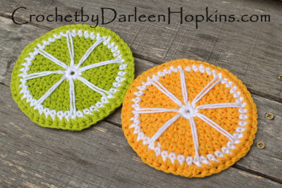 Crochet Pattern Coasters Lemonade and Limeade Lemon Crochet | Etsy