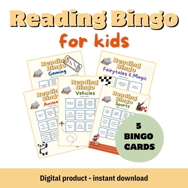Reading Bingo Kids | Book Bingo | Reading Cards | Instant Download Book ...
