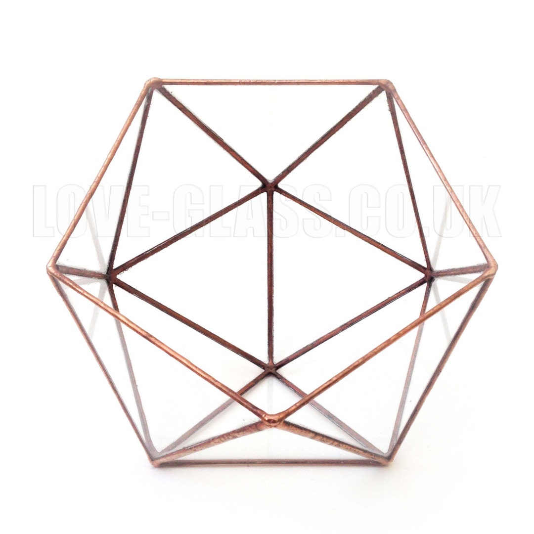 Icosahedron Medium Geometric Glass Terrarium / Handmade Planter ...