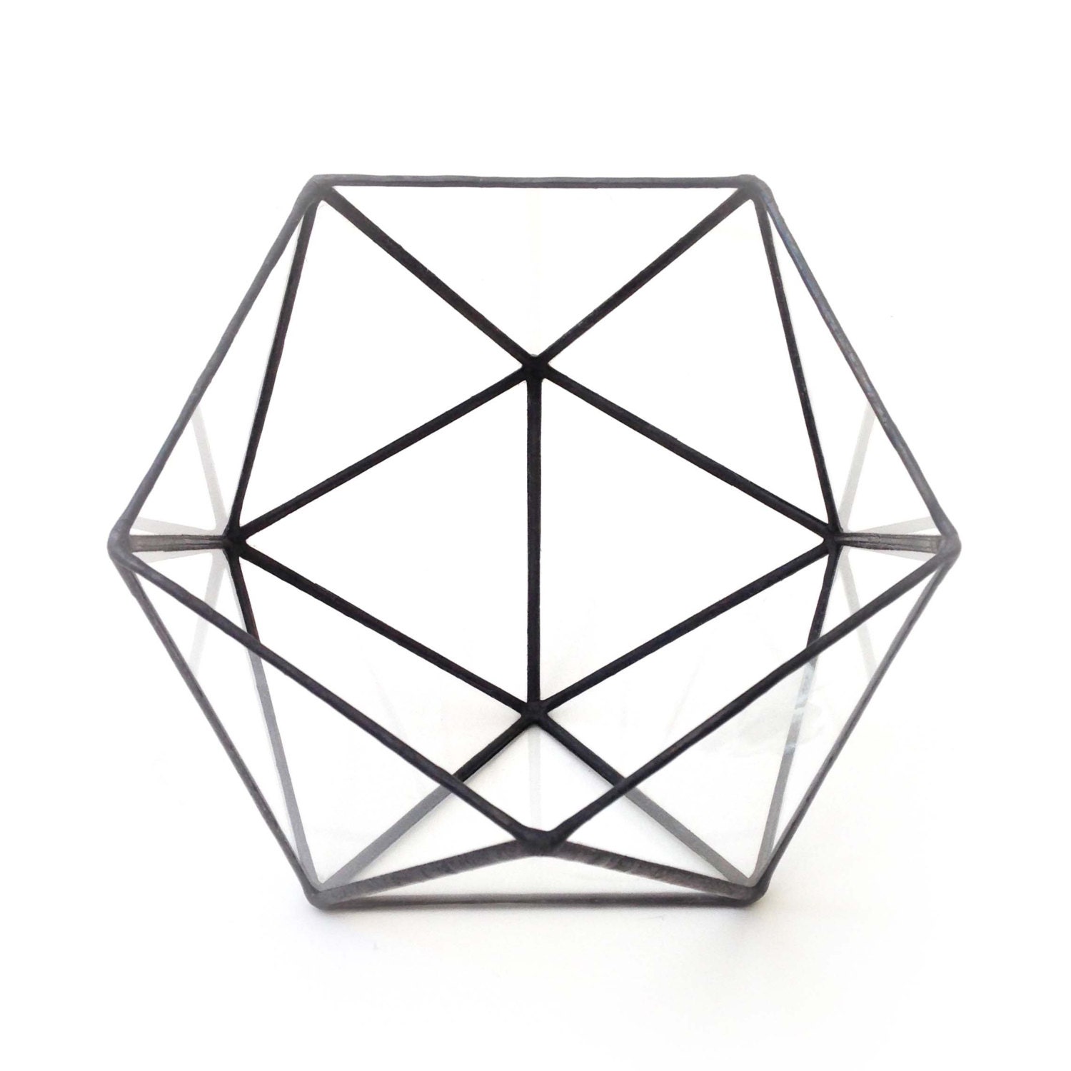 Icosahedron Medium Geometric Glass Terrarium / Handmade Planter ...