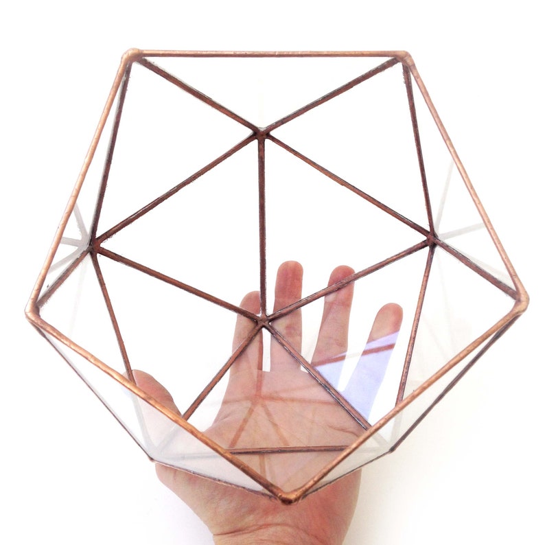 Icosahedron Medium Geometric Glass Terrarium / Handmade Planter ...