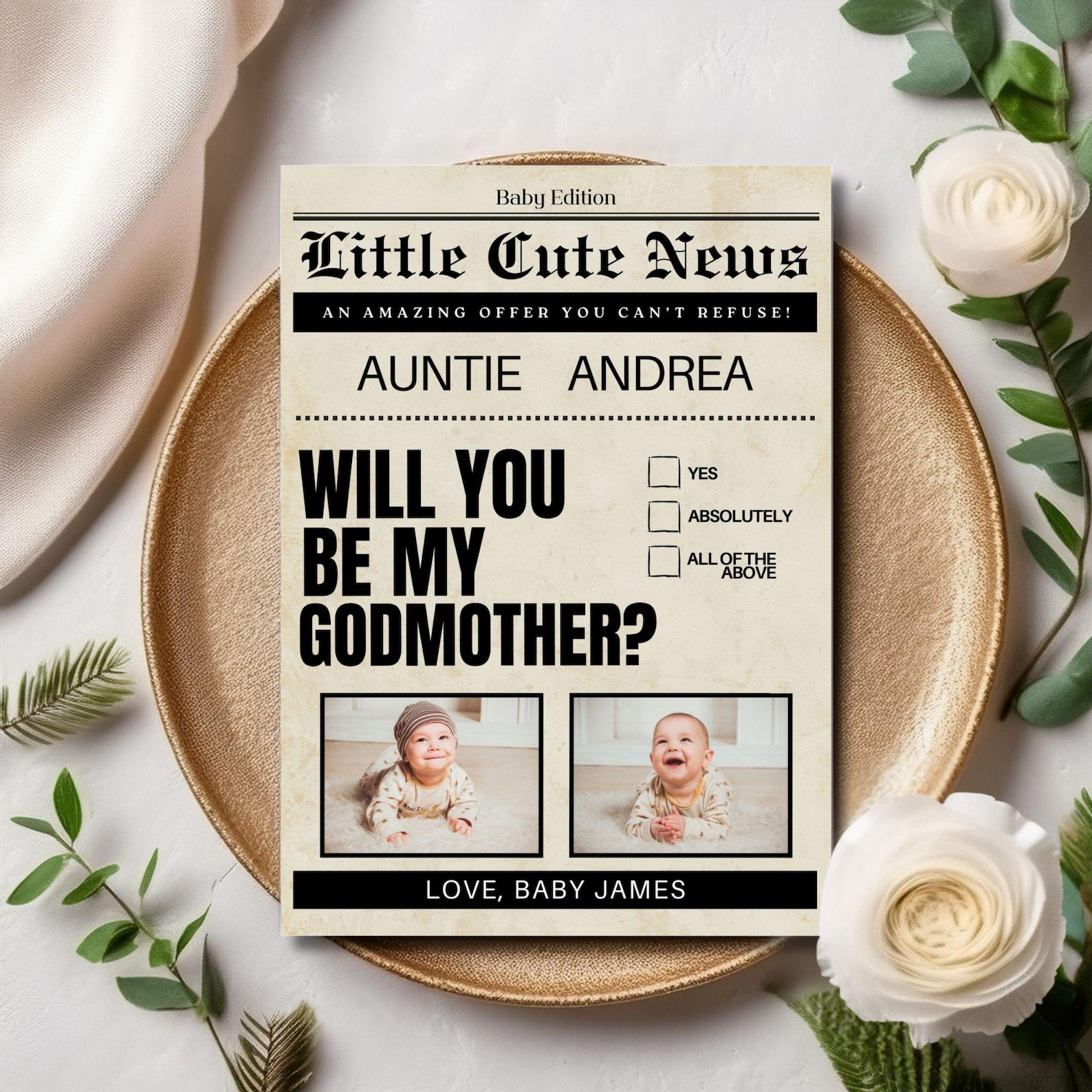 Godparent Proposal for Baptism Proposal for Godmother, Will You Be My ...