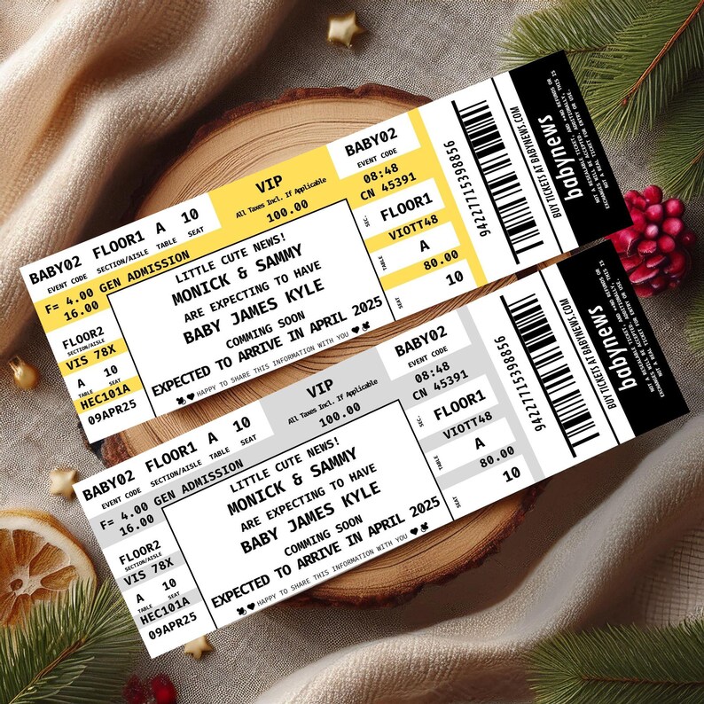 Personalized Pregnancy Announcement Ticket, Custom Concert Ticket Baby ...